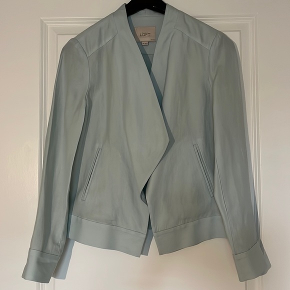 LOFT | Jackets & Coats | Loft Petite Linen Motto Jacket Chambray Blue ...
